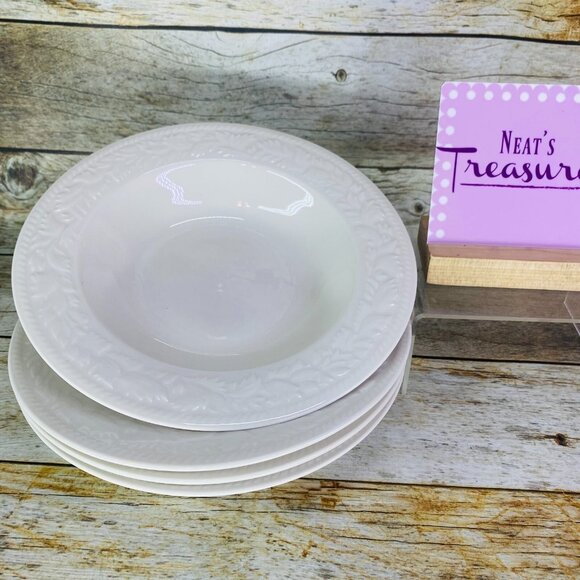 Sango | Dining | Sango Garland 8837 Embossed Scrolls Leaf White ...